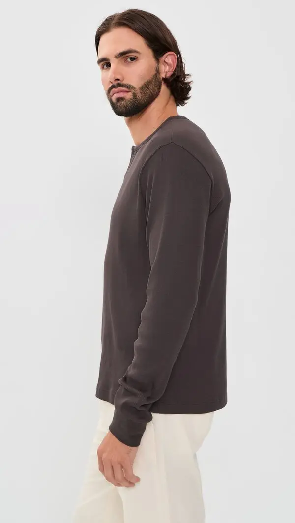 Vince Cotton Rib Henley Shirt