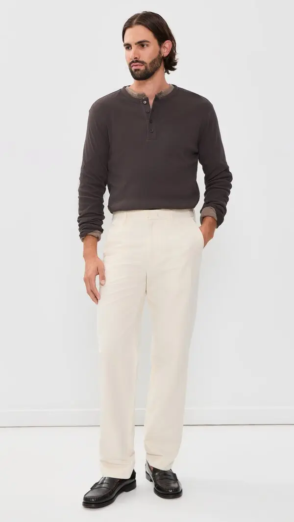 Vince Cotton Rib Henley Shirt