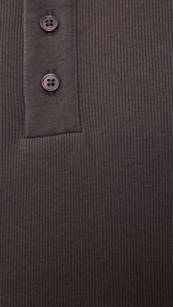 Vince Cotton Rib Henley Shirt