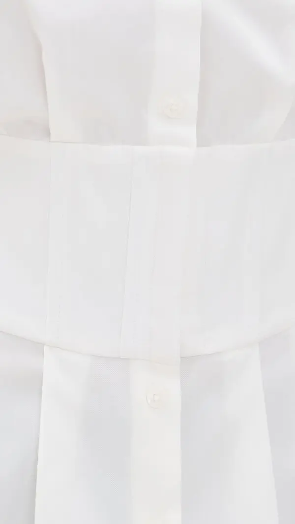 Alice + Olivia Edie Gathered Corset Button Down Top