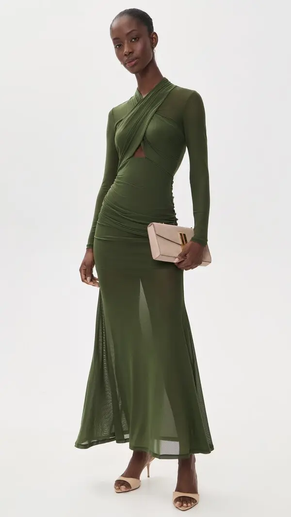 Bardot Veria Wrap Mesh Maxi Dress