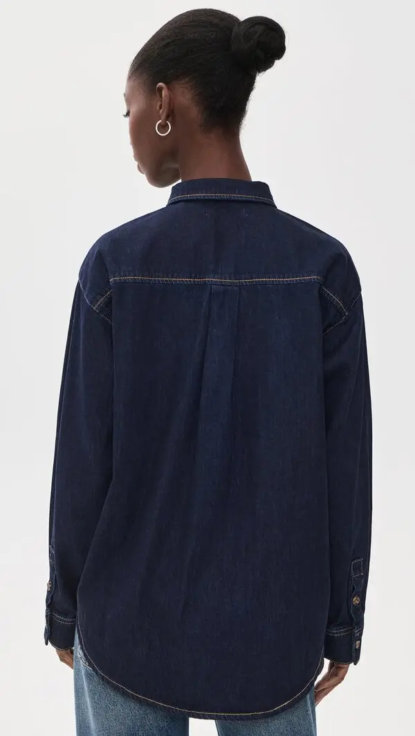 Good American The Denim Oversized Button Down Shirt