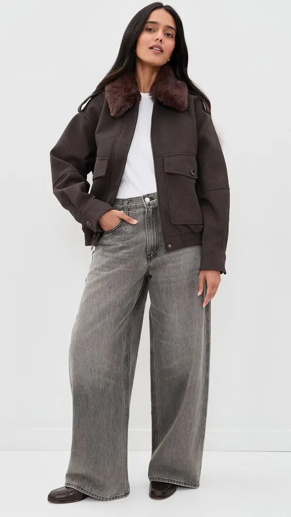Good American The Better Than Leather Faux Leather Bomber Jacket