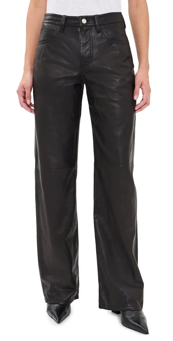 Staud Gus Leather Pants - Black