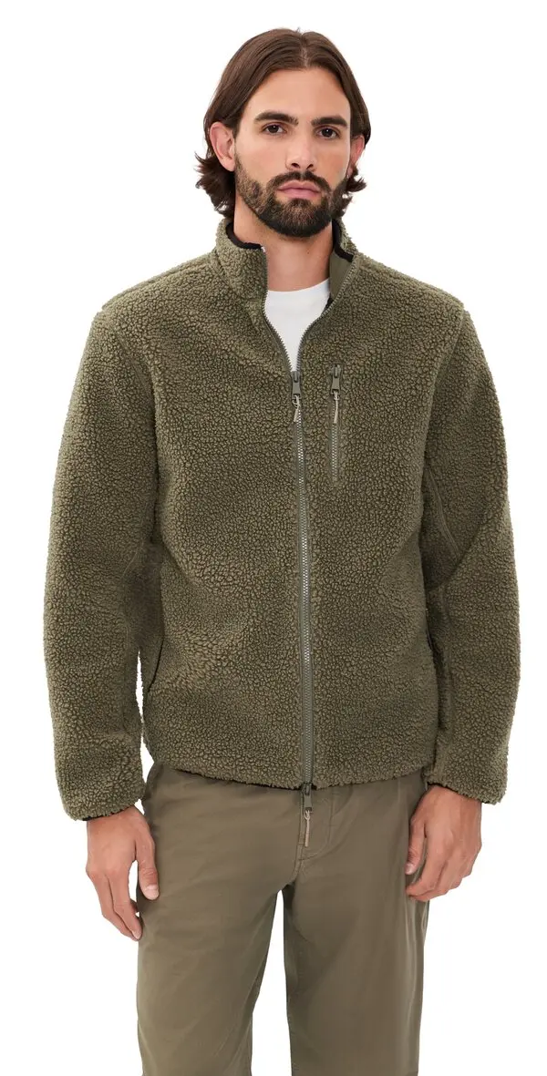 Beyond Yoga Boucle Fleece Zip Jacket - Lush Olive