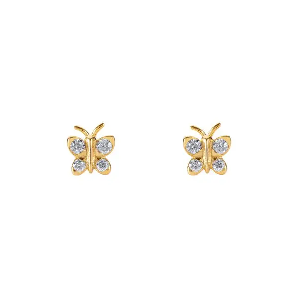 BLOOMTINE | EARTH ANGEL HQ Enchanting Flutterfly Vermeil Butterfly Stud Earrings - Gold