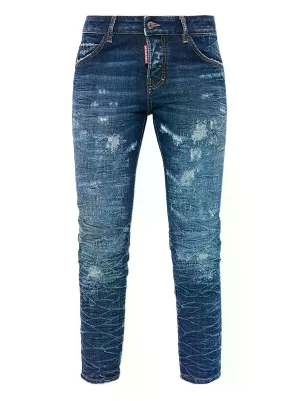 Dsquared2 Embroidered Logo Distressed Denim Jeans