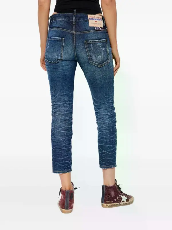 Dsquared2 Embroidered Logo Distressed Denim Jeans
