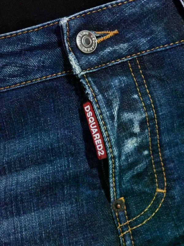 Dsquared2 Embroidered Logo Distressed Denim Jeans