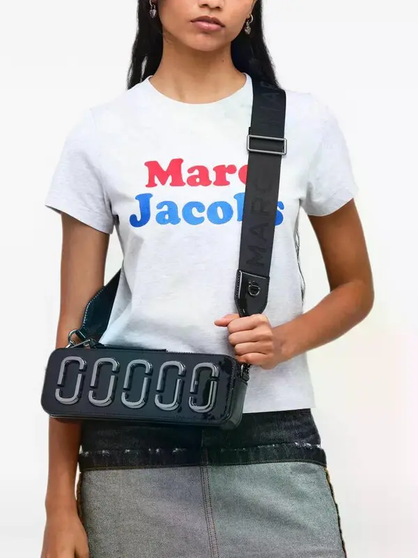 Marc Jacobs Snapshot E/w Shoulder Bag In Dtm Patent - Black
