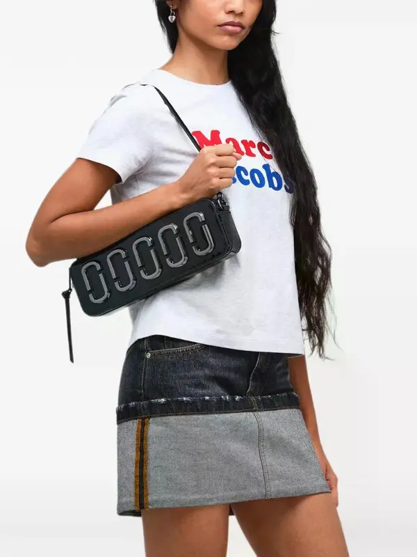 Marc Jacobs Snapshot E/w Shoulder Bag In Dtm Patent - Black