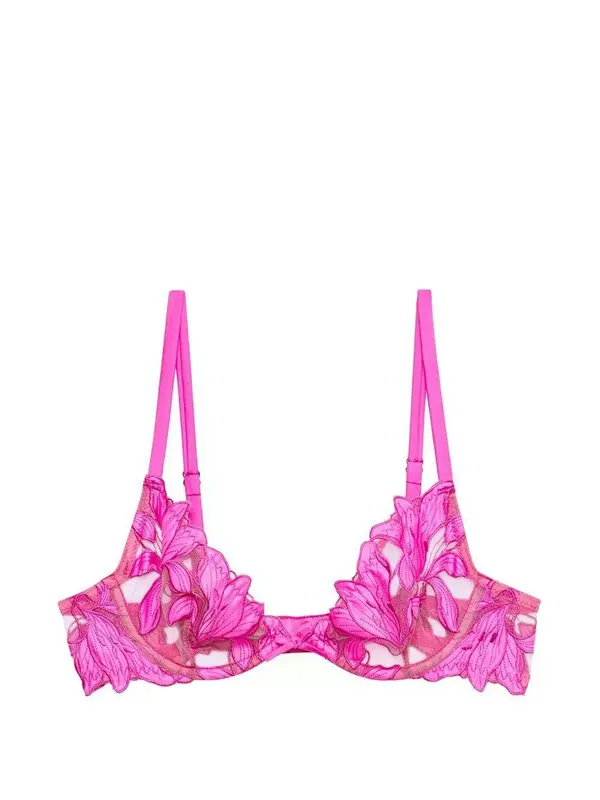 FLEUR DU MAL Lily Embroidered Demi Bra - Pink