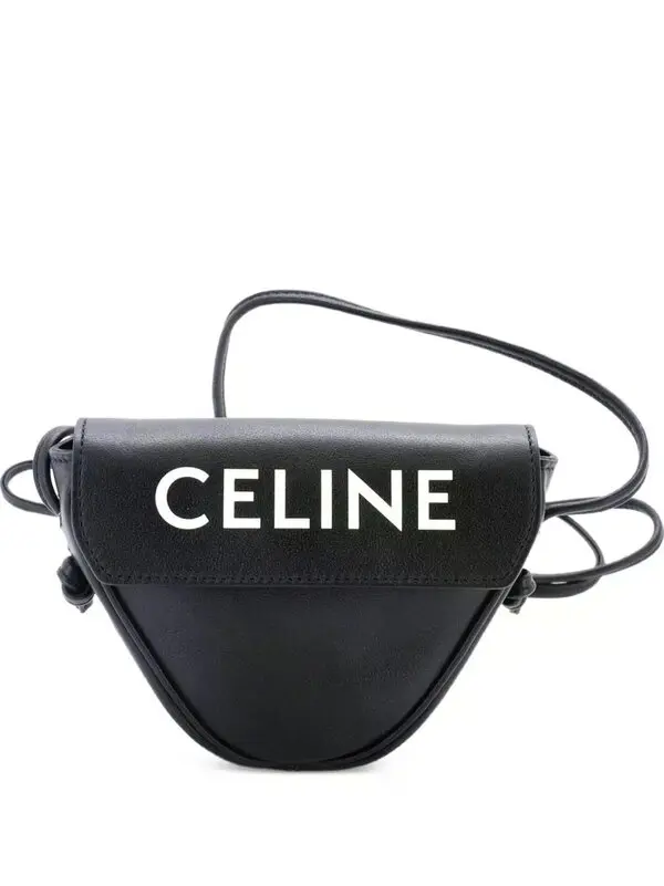 Celine Triangle Bag Leather Mini Cross Body Bag - Black