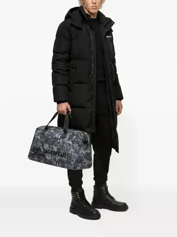 Karl Lagerfeld All-over Print Logo Gym Bag - Grey
