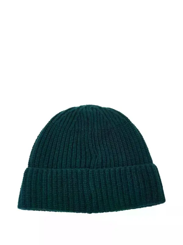 Stone Island N100012 Ribbed Knit Beanie With Compass Logo Patch