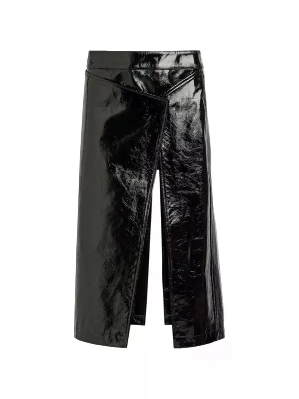 ARMARIUM Ember Glossed Leather Midi Wrap Skirt