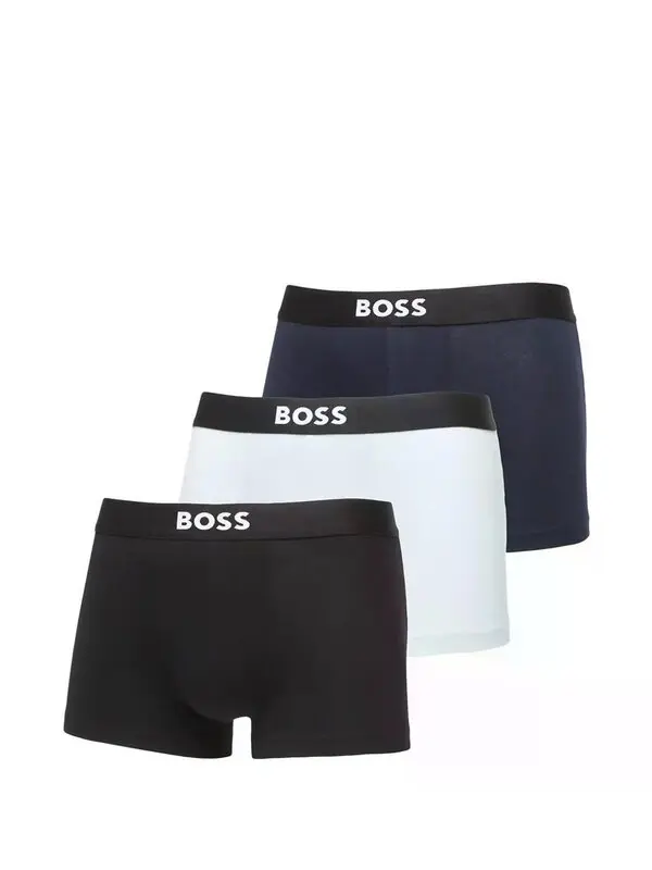 Hugo Three-pack Of Stretch-cotton Trunks With Logo Waistbands - Black