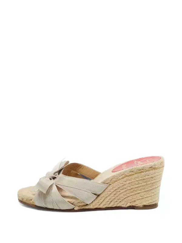 CHRISTIAN LOUBOUTIN Bow Espadrille Wedge Sandals