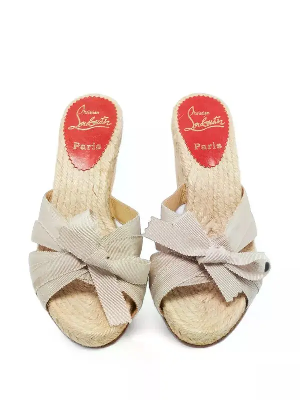 CHRISTIAN LOUBOUTIN Bow Espadrille Wedge Sandals