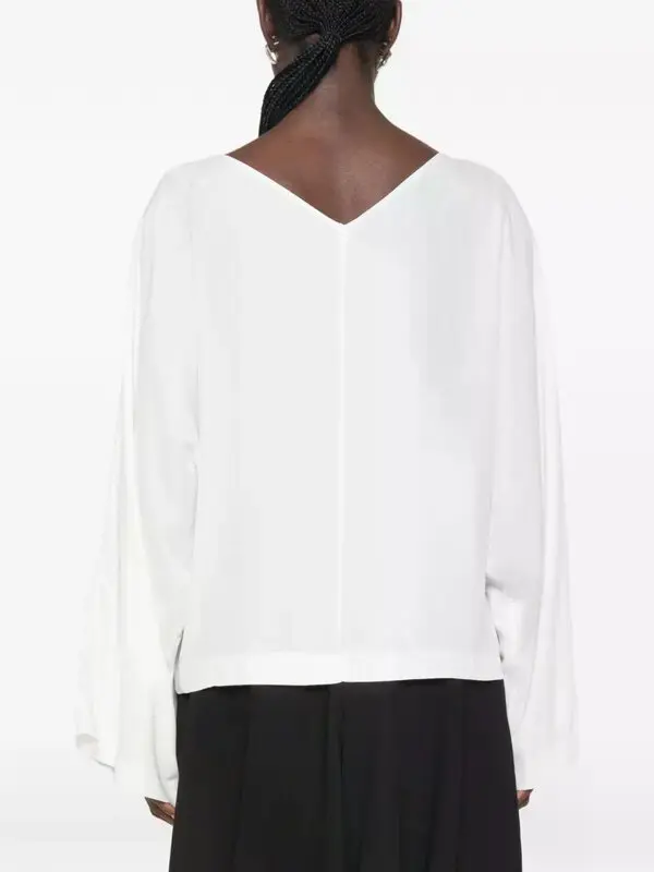 Imperial V-neck Batwing-sleeve Blouse