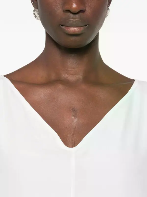 Imperial V-neck Batwing-sleeve Blouse