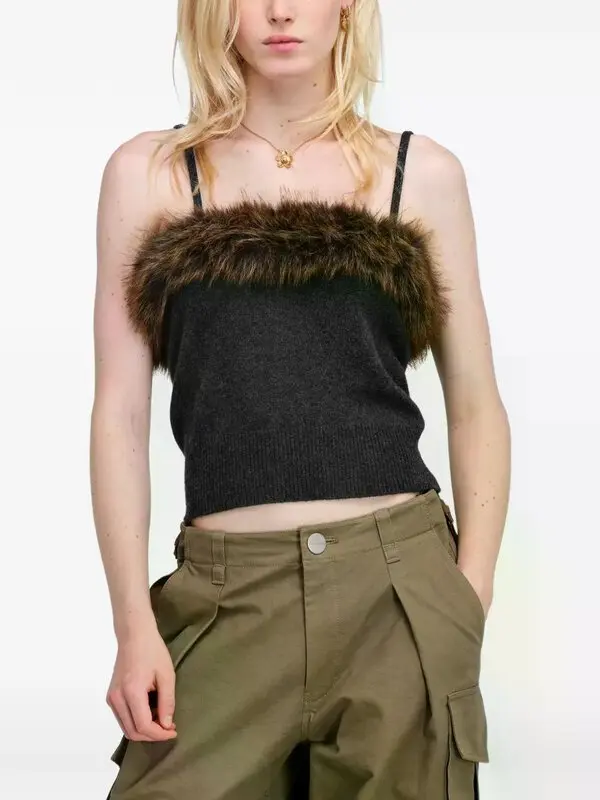 Marc Jacobs Faux Fur-trimmed Tank Top - Grey