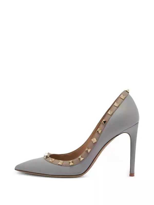 Valentino Garavani Rockstud Pointed-toe Pumps - Grey