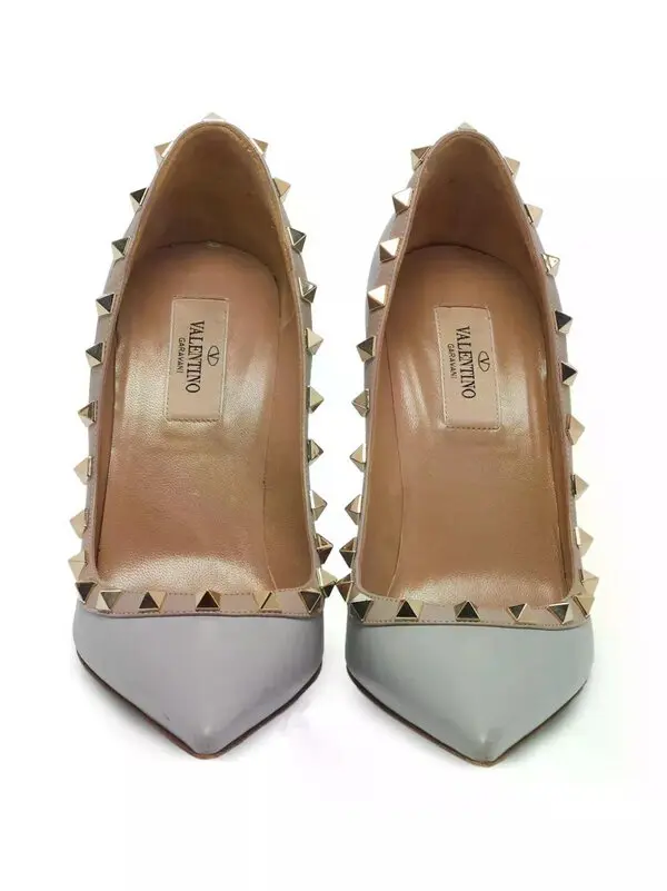 Valentino Garavani Rockstud Pointed-toe Pumps - Grey