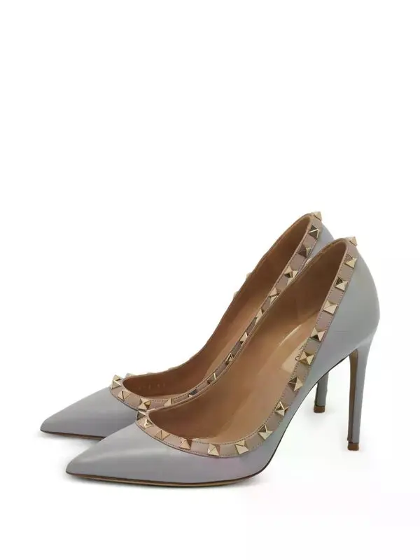 Valentino Garavani Rockstud Pointed-toe Pumps - Grey