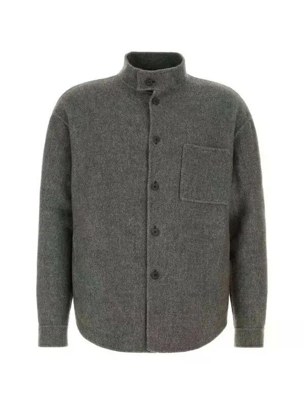 Giorgio Armani High-neck Patch-pocket Overshirt - Grey