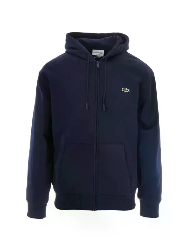Lacoste Organic Cotton Fleece Zip Up Hoodie - Blue