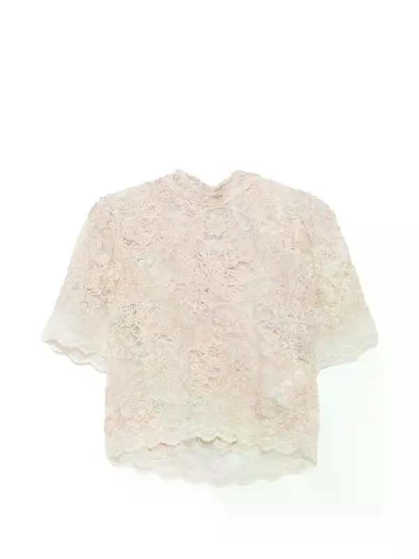 Imperial Lace-overlay Bow-detail Top