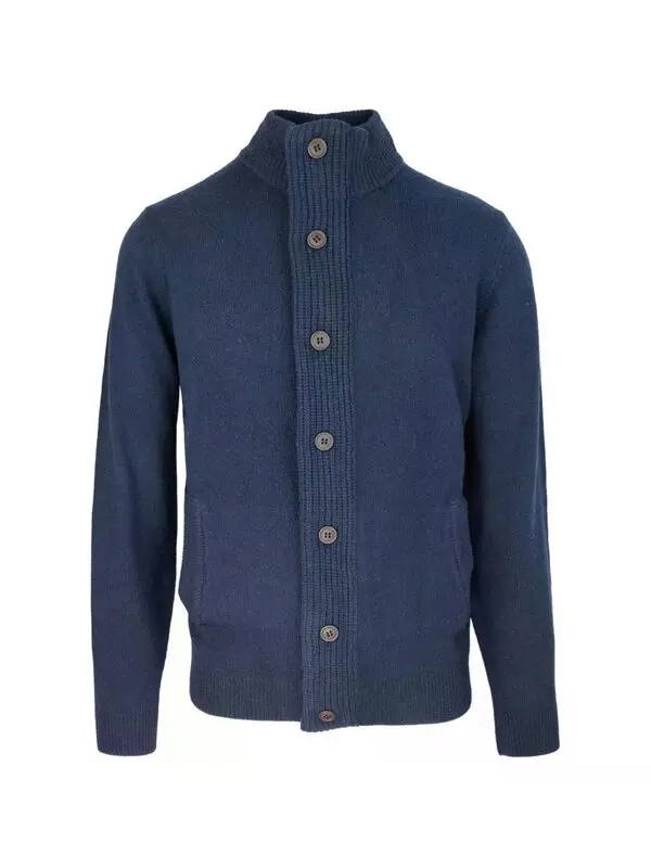 Barbour Elbow-patch Button-up Cardigan - Blue