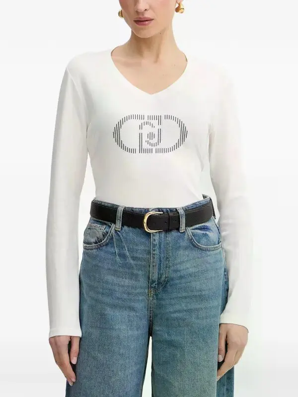 Liu Jo Logo-embellished V-neck T-shirt