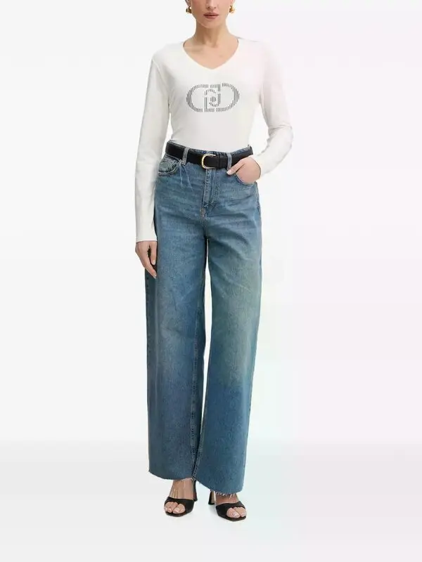 Liu Jo Logo-embellished V-neck T-shirt