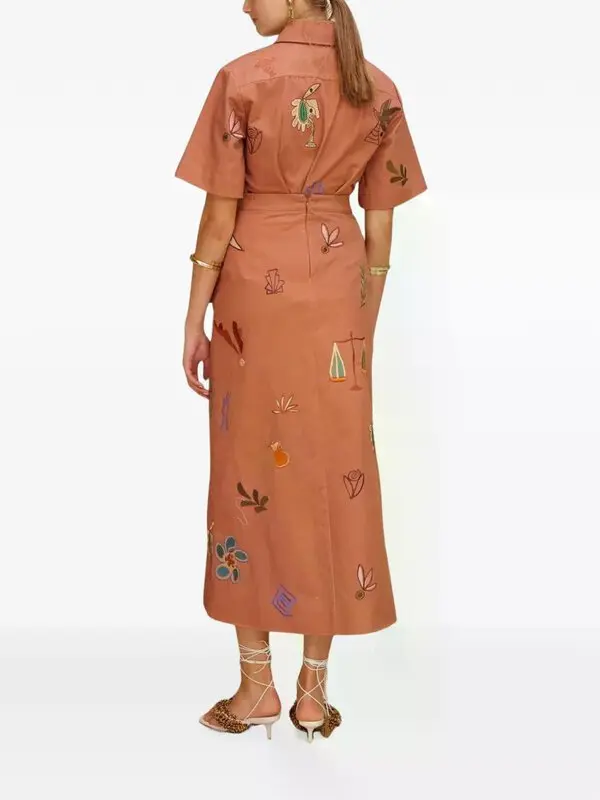 ALEMAIS Dusty Embroidered Midi Skirt