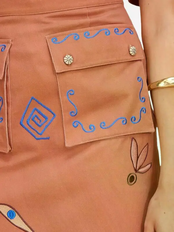 ALEMAIS Dusty Embroidered Midi Skirt