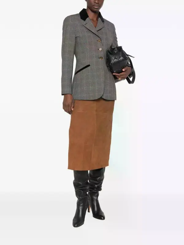 Marella Check-pattern Velvet-trim Jacket