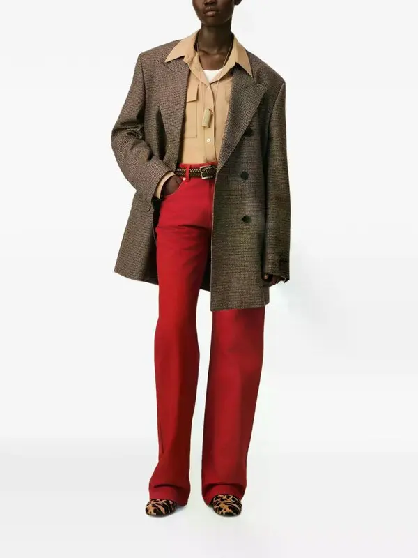 AMI Paris Double-breasted Houndstooth Wool Blazer