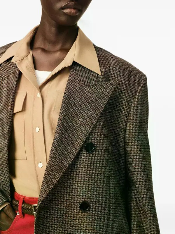 AMI Paris Double-breasted Houndstooth Wool Blazer