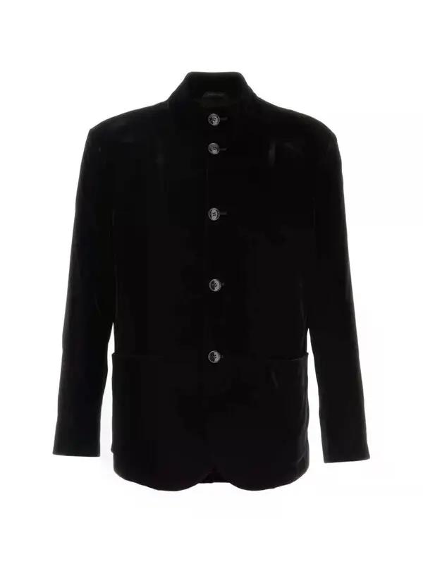 Giorgio Armani Velvet Mandarin-collar Blazer - Black