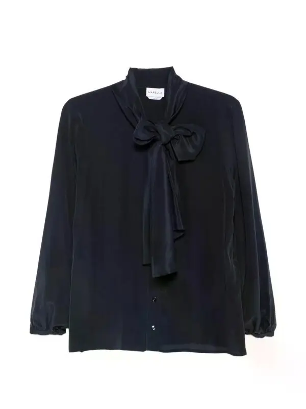 Marella Silk Pussy-bow Shirt - Blue