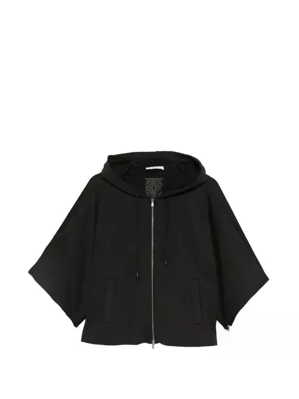 Max Mara Hooded Cape-sleeve Hoodie - Black