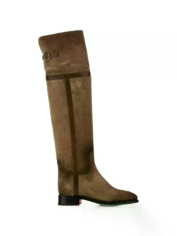 Santoni Buckle-detail Suede Knee-high Boots
