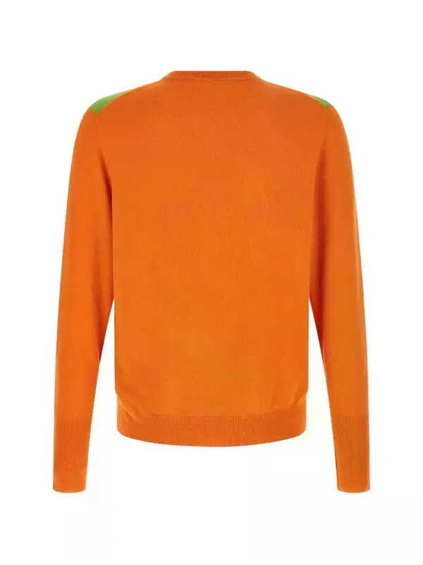 BALLANTYNE Cashmere Diamond Intarsia Crew Neck Sweater - Orange