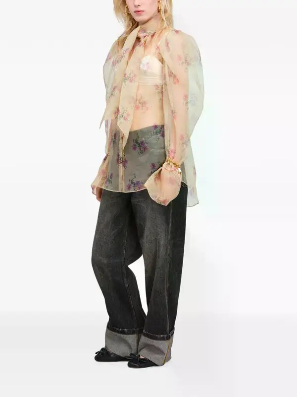 Marc Jacobs Floral Organza Puff Blouse