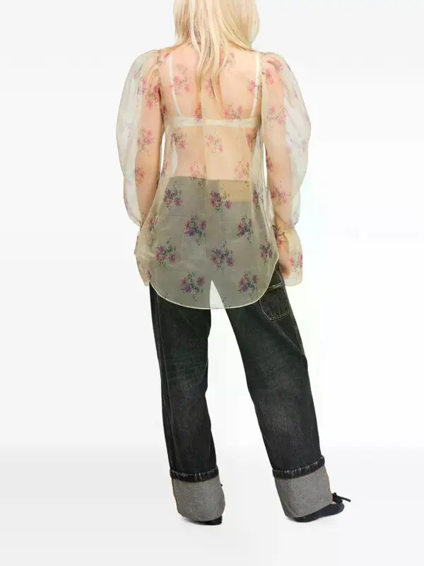 Marc Jacobs Floral Organza Puff Blouse