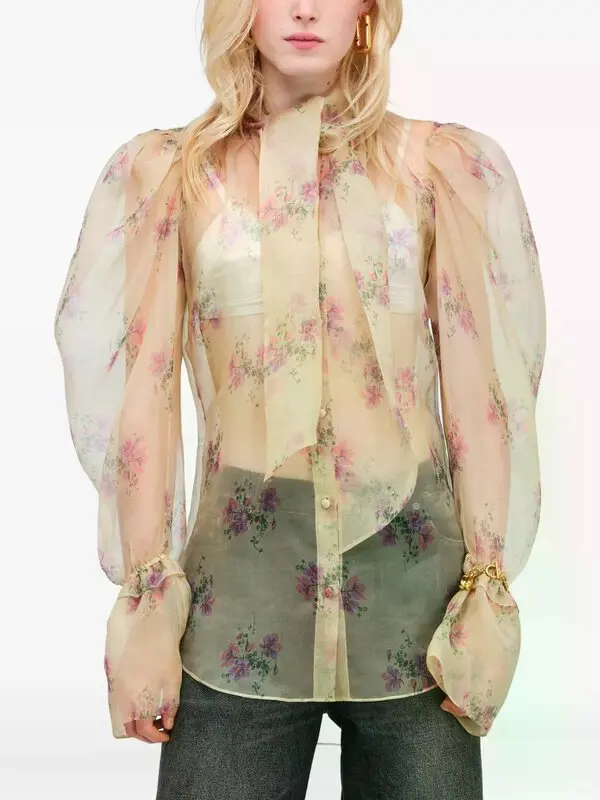 Marc Jacobs Floral Organza Puff Blouse