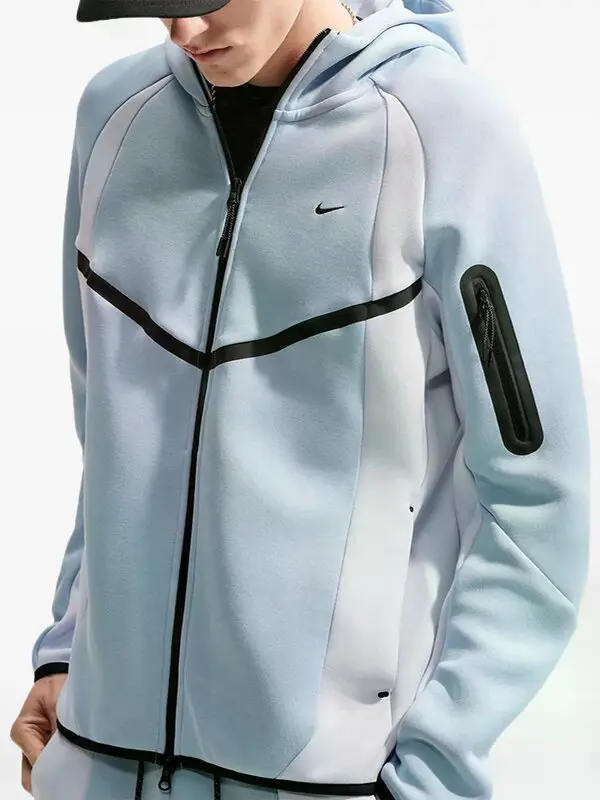Nike Tech Colour-block Full-zip Fleece Windrunner Jacket - Blue