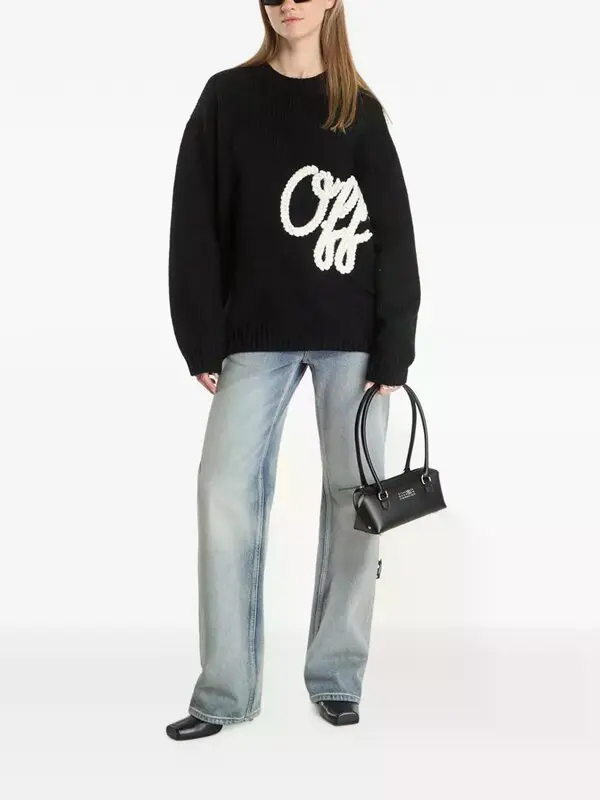 Off-White Embroidered Script-logo Sweater - Black
